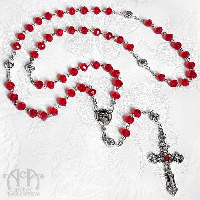 Sanguinari Vampire's Blood Red Crystal Rosary Necklace – Art of Adornment