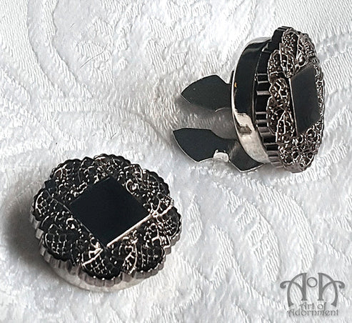 Gothic Gunmetal Black Diamond Filigree Cuff Button Covers – Art of ...